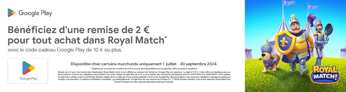 Acheter carte cadeau Google Play | Sans frais de service