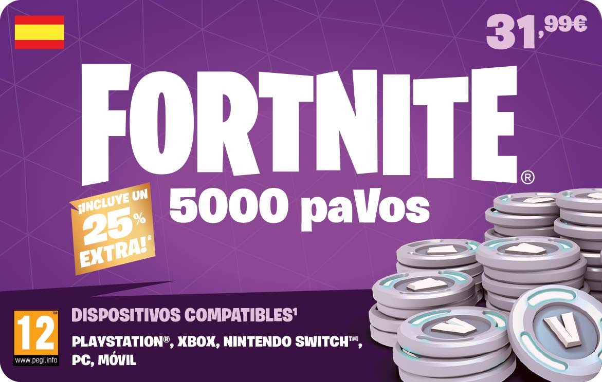 Fortnite 5000 PaVos v Bucks Tarjeta Regalo Videojuegos Fortnite 5000 PaVos v Bucks Tarjeta Regalo Videojuegos