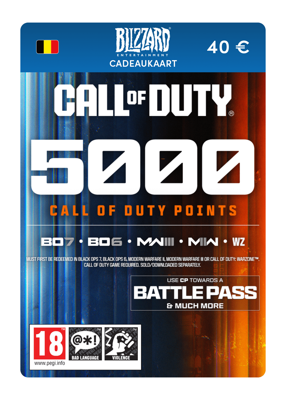 Buy 5,000 COD Points (Blizzard Gift Card) | Startselect Ireland